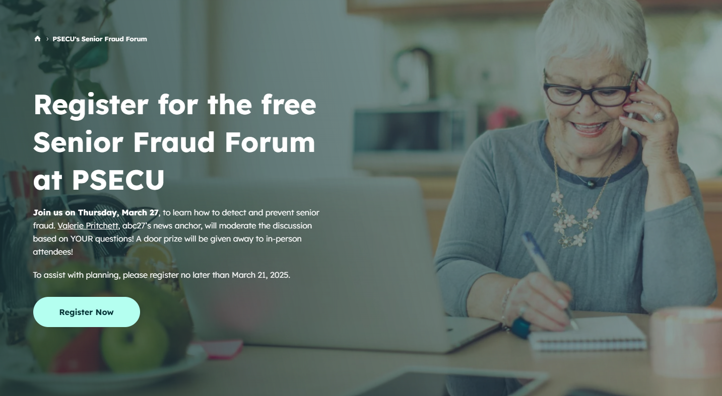 Register for the free Senior Fraud Forum | PSECU